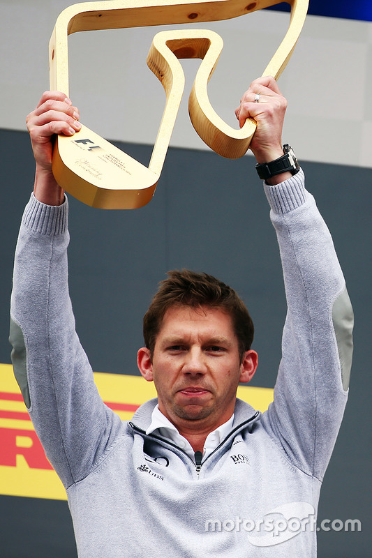 Mercedes Chief Strategist James Vowles on the podium at Austrian GP